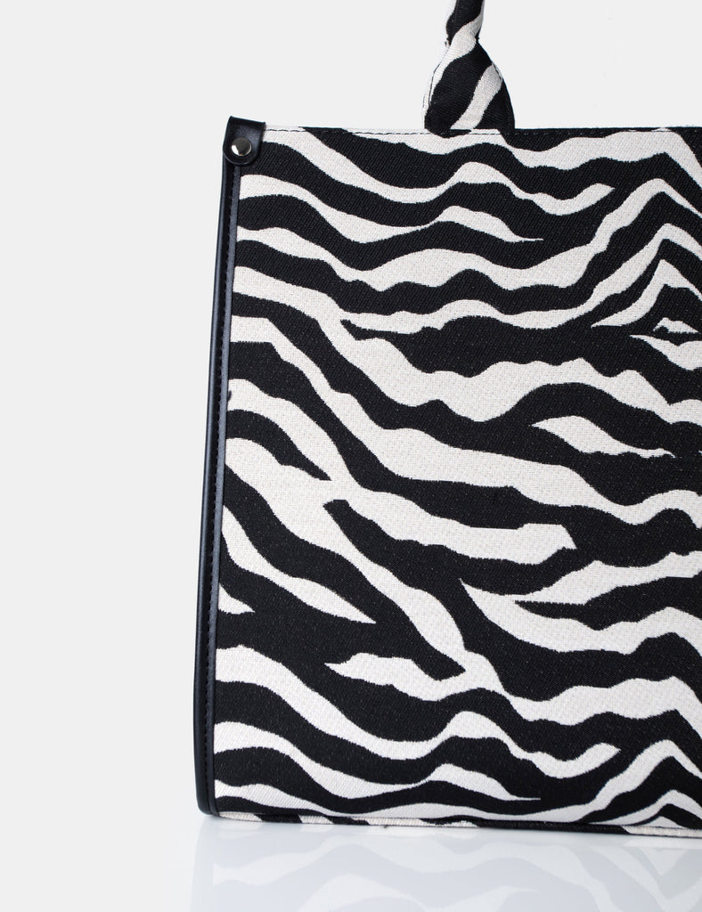 Bali Zebra Print Canvas Tote Bag | Public Desire