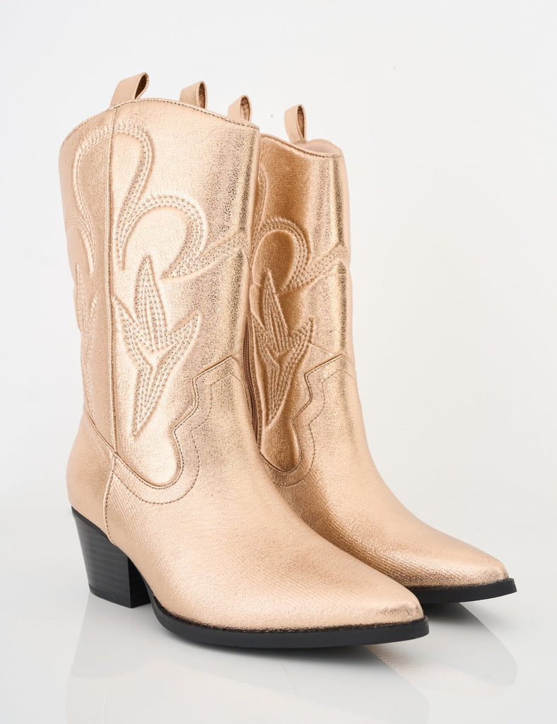 Calabasas Rose Gold Western Embroidered Knee High Pointed Toe Cowboy ...