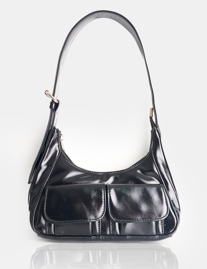 Ronda Black Pocket Detail Shoulder Bag | Public Desire