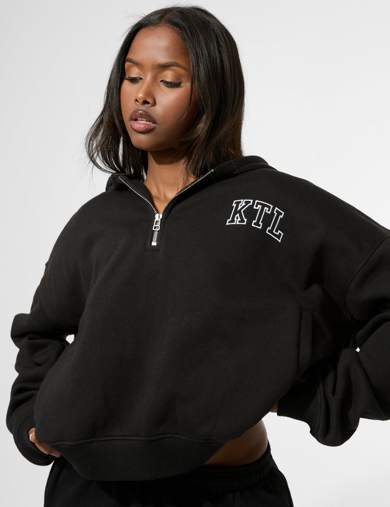 Ktl Logo Quarter Zip Hoodie Black | Public Desire