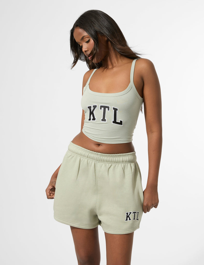 Ktl Logo Mini Sweat Shorts Sage | Public Desire