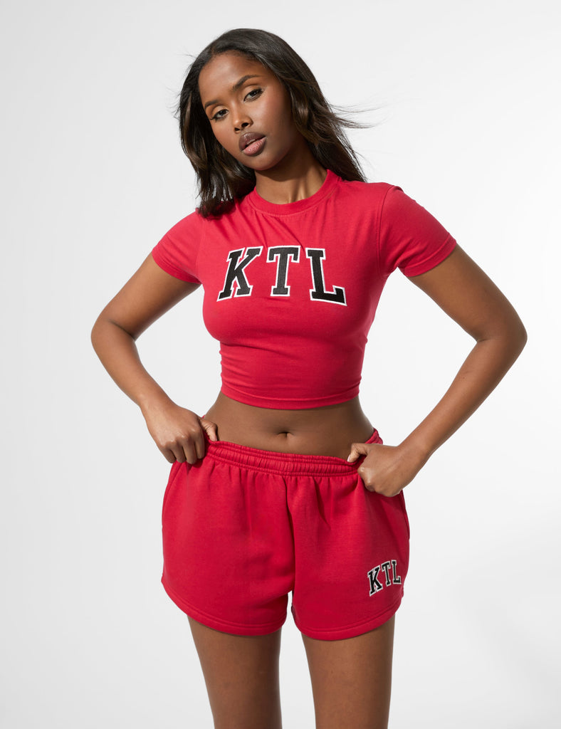 Ktl Logo Mini Sweat Shorts Red | Public Desire