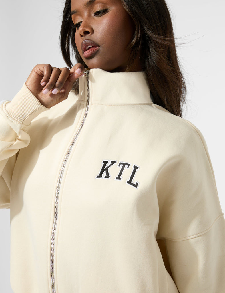 Ktl Logo Oversized Zip Up Sweatshirt Buttercream | Public Desire
