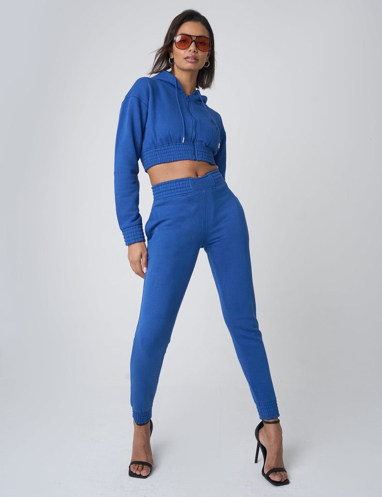 Cinched High Waisted Joggers In Cobalt Blue | Public Desire