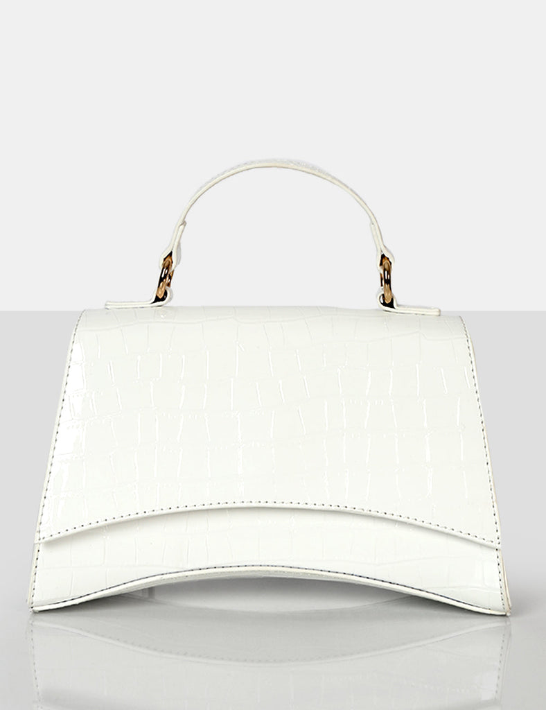Remmy White Croc Mini Handbag | Public Desire