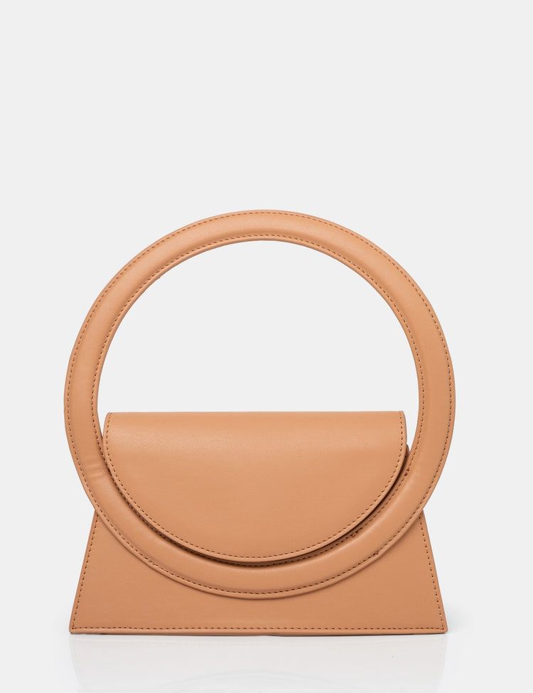 The Top Handle Tan Pu Circlur Handle Grab Bag | Public Desire