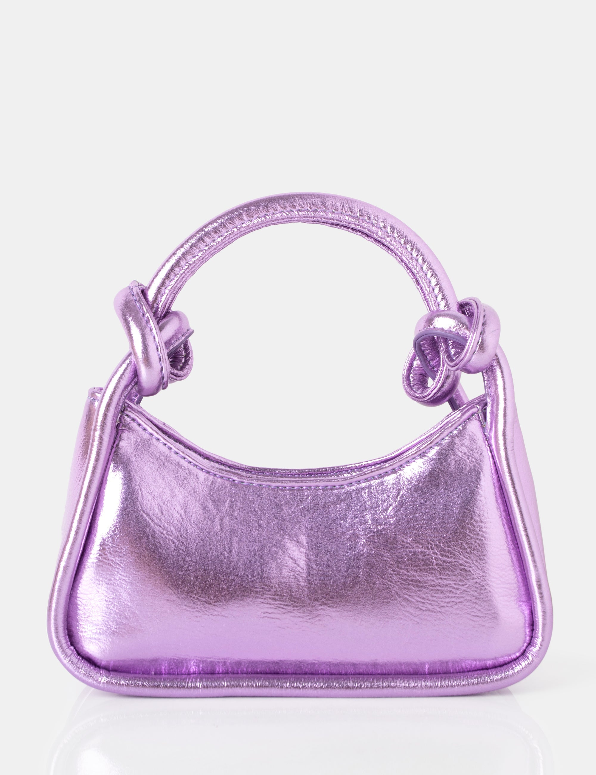Knot Metallic Purple Pu Knotted Top Handle Grab Bag | Public Desire