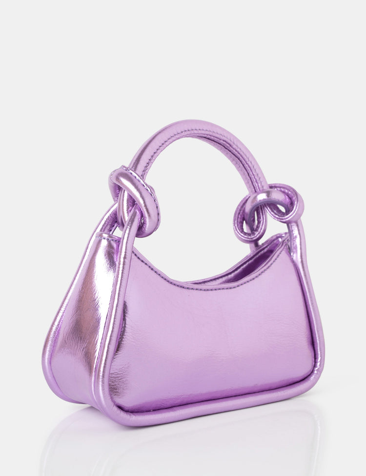 Knot Metallic Purple Pu Knotted Top Handle Grab Bag | Public Desire