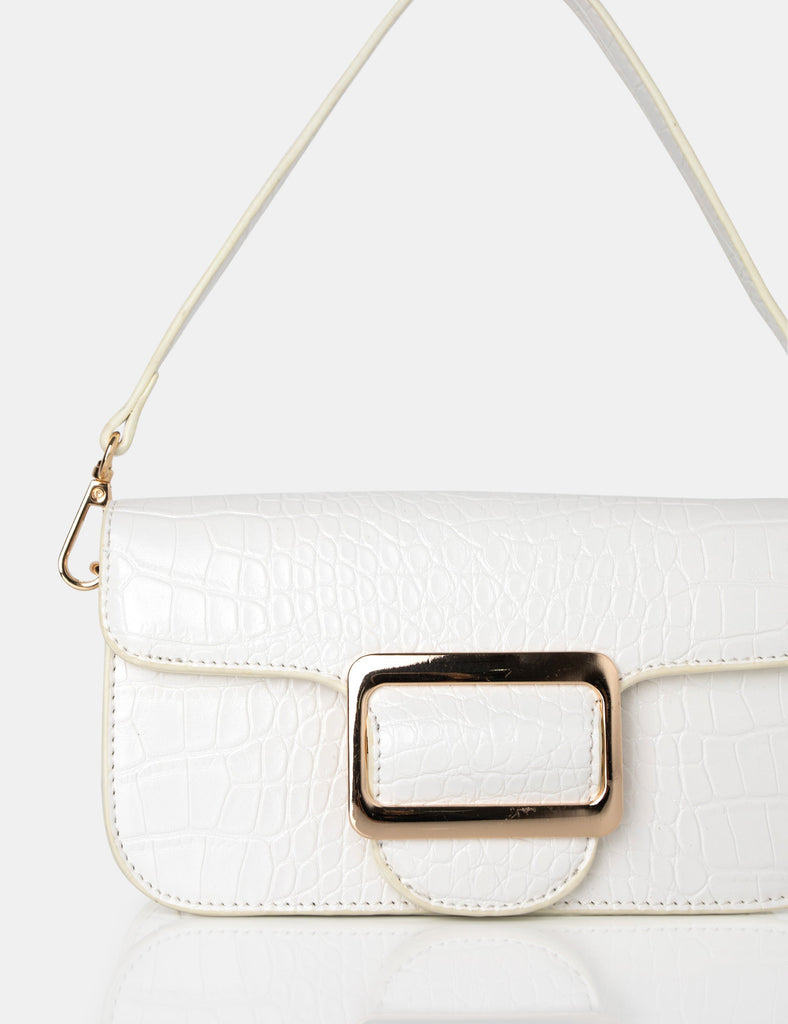 Jana White Croc Removeable Shoulder Strap Baguette Bag | Public Desire